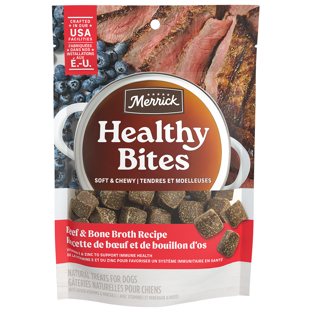 Healthy Bites Beef & Bone Broth Soft Dog Treats | Merrick Pet Care