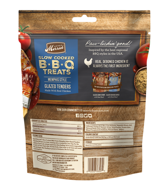 Slow Cooked BBQ Chicken Tender Dog Treats | Merrick Pet Care Slow Cooked BBQ Chicken Tender Dog Treats | Merrick Pet Care